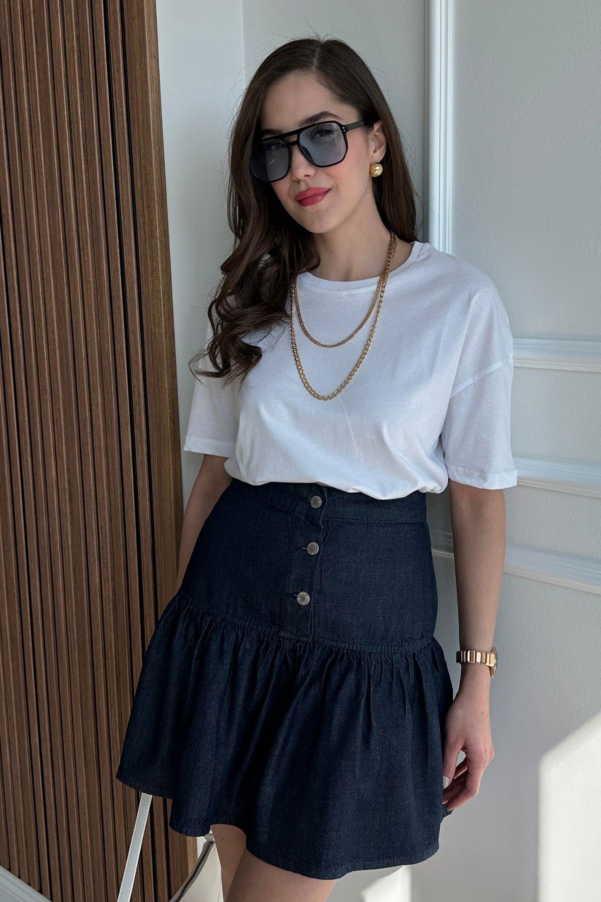 Mini Kot Etek - LACİVERT