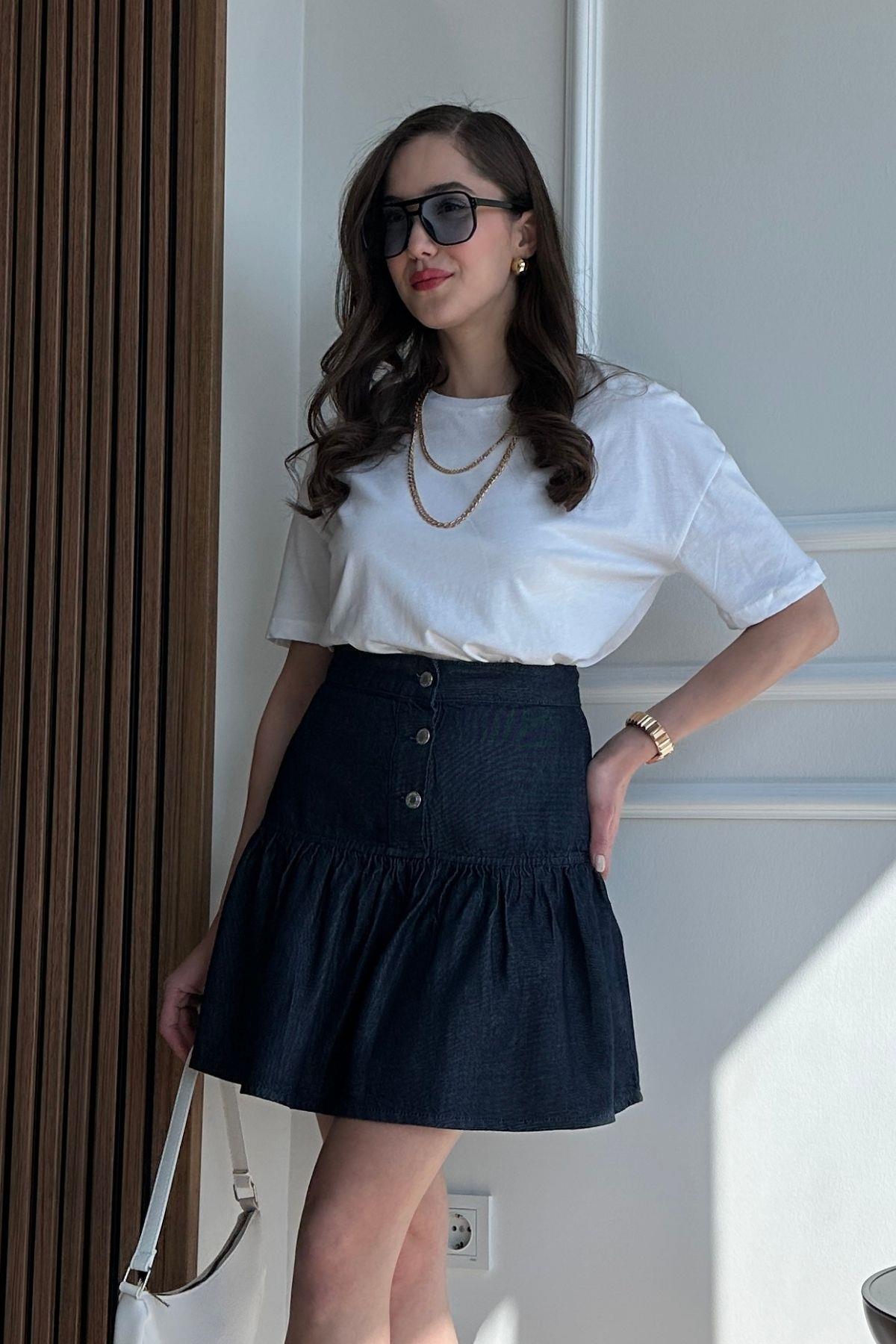 Mini Kot Etek - LACİVERT