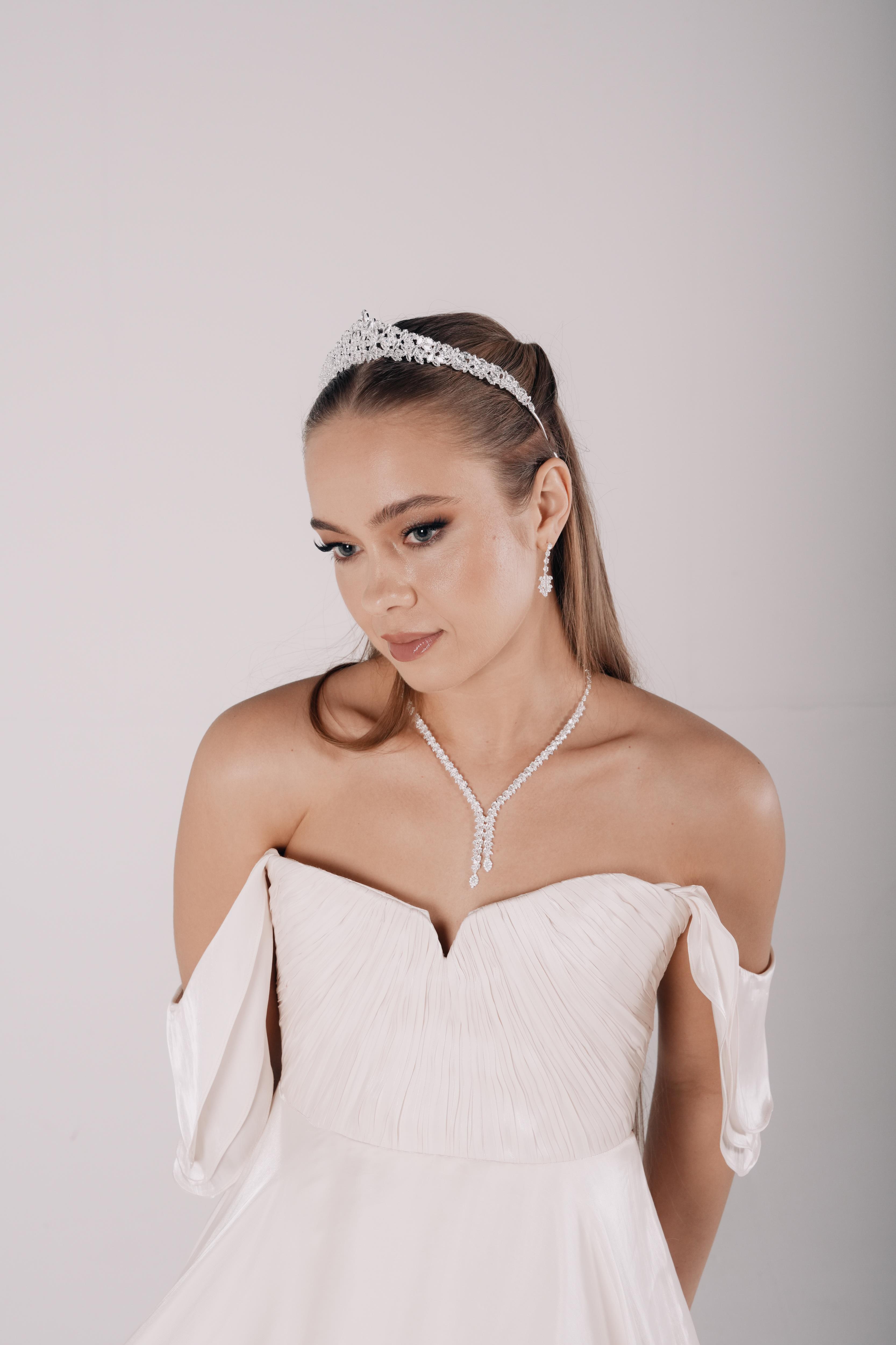 zirkon taşlı gelin tacı