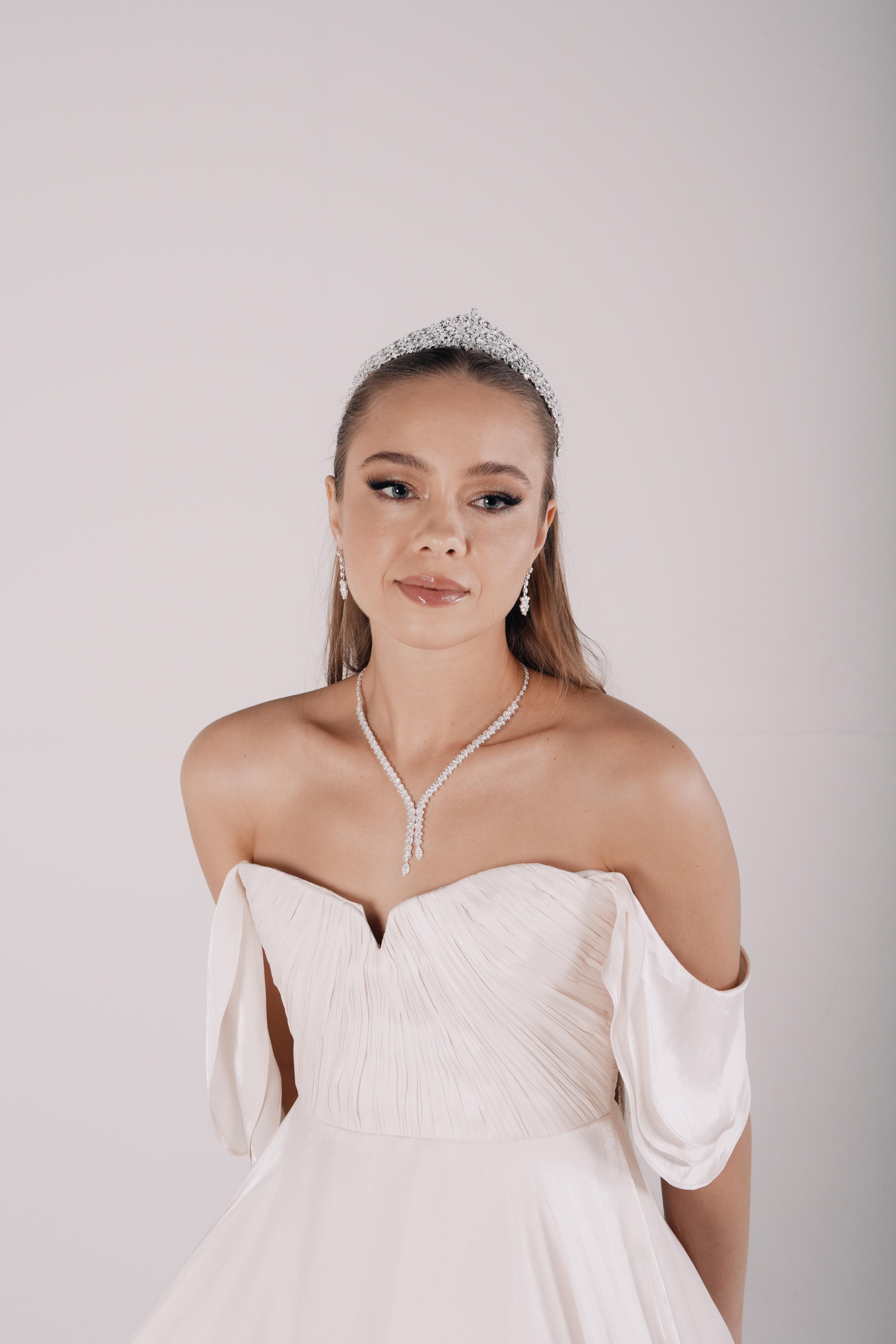 zirkon taşlı gelin tacı