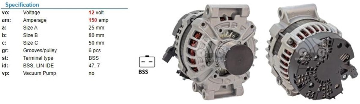 Alternatör 12v 150a Bmw3.1i3.20i 2008 Bmw 3.20d 3.23d 2008 Mini Cooper ...