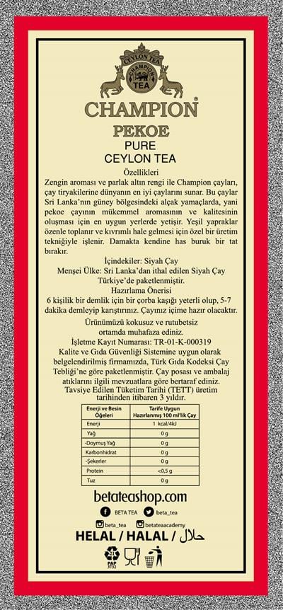 🏆 Champion Pekoe 250 GR (Super Pekoe) - Uygun Fiyatla Hemen Satın Al!
