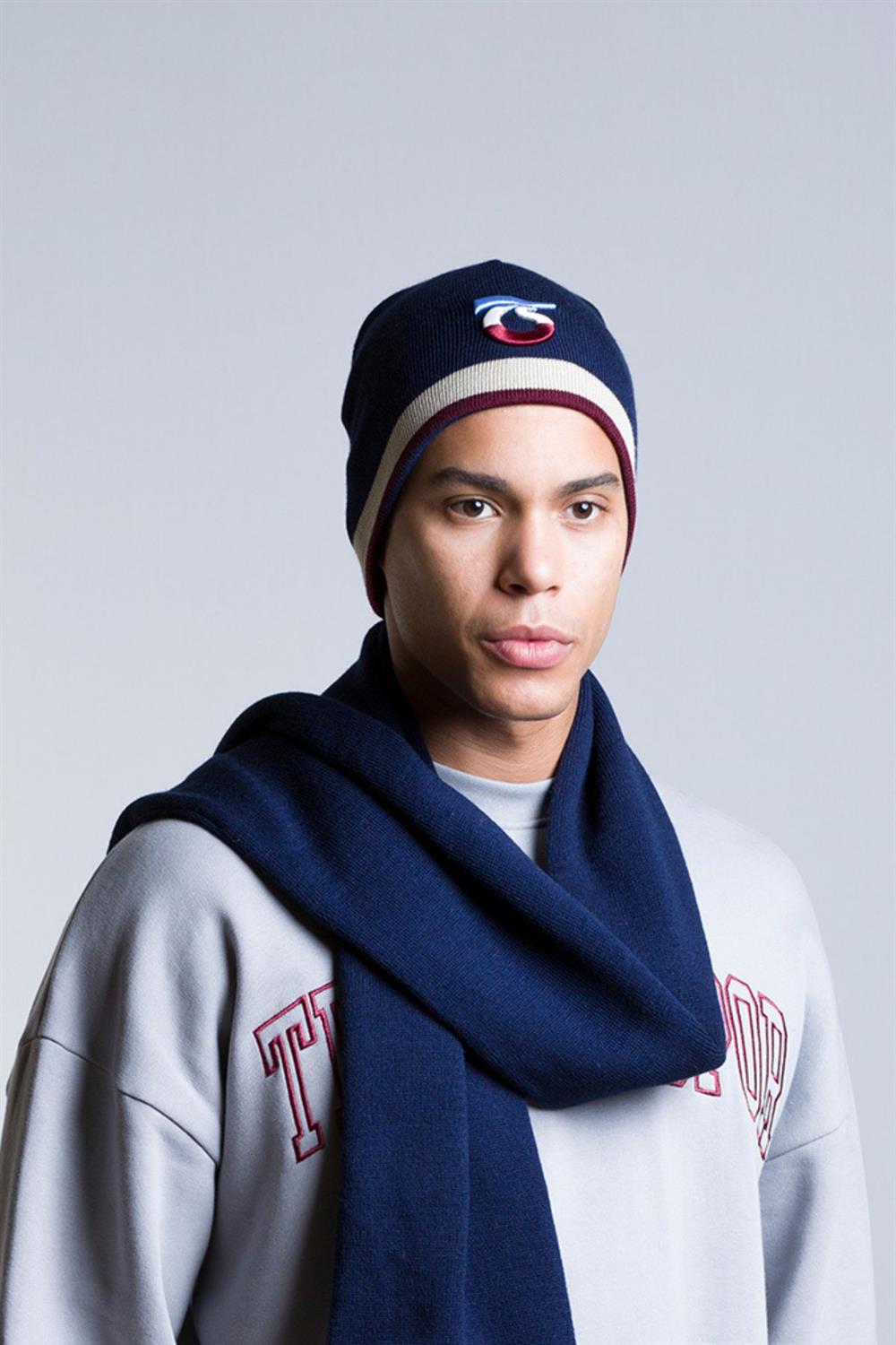 BERE BORDO MAVİ ŞERİT İÇ LOGO NAKIŞLI