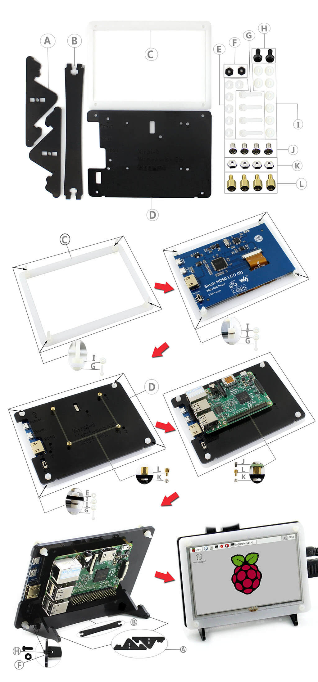 5'' Raspberry Pi LCD Ekran için Case - Aksesuarlar - Wavesha