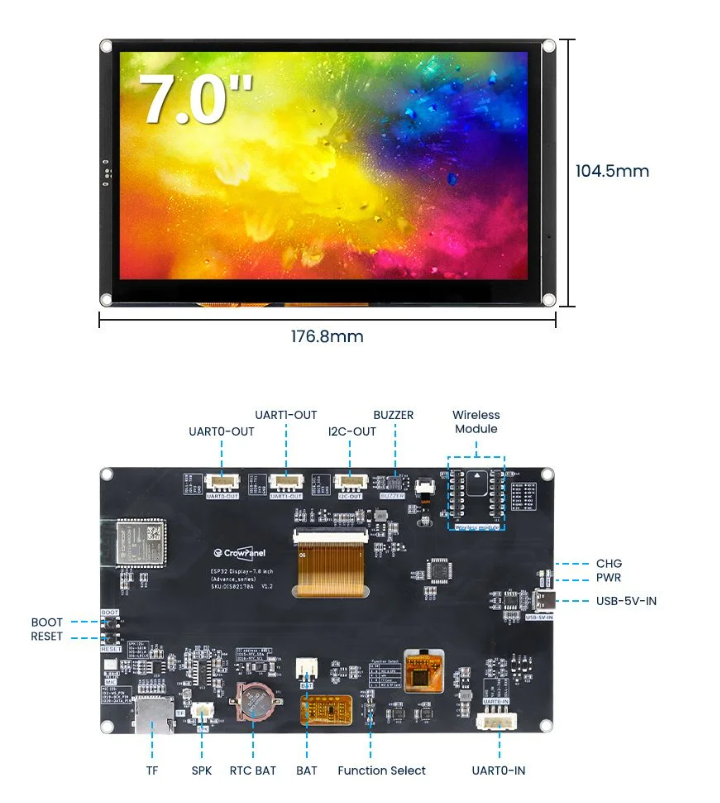 CrowPanel Advance 7" ESP32-S3 HMI Dokunmatik Ekran(800x480) Modelleri ...