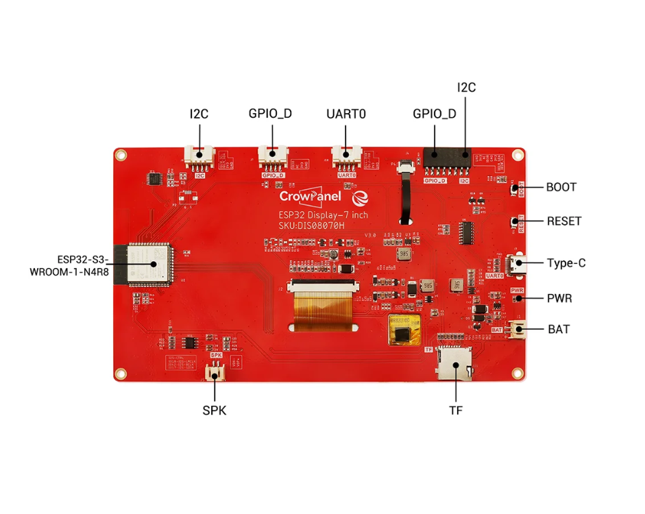 CrowPanel Basic 7" ESP32 HMI Dokunmatik Ekran (800x480) Modelleri ve ...