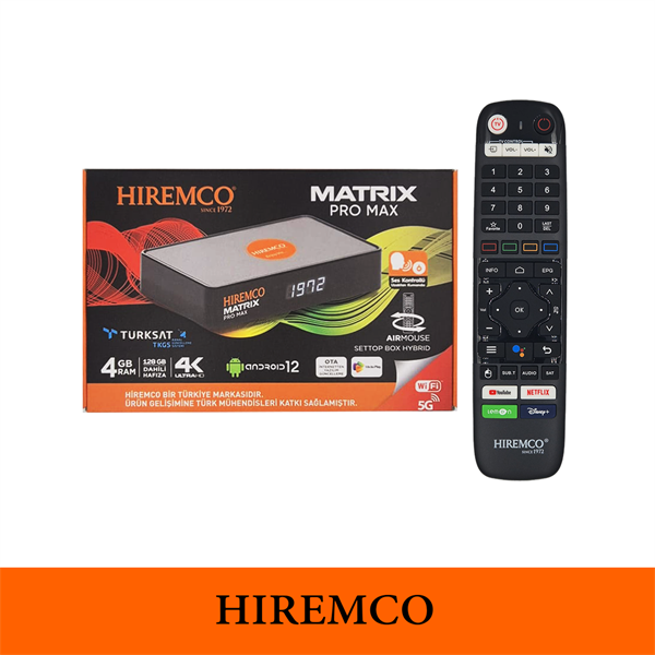 Hiremco Matrix Pro Max 4K 128GB Android 12 Uydu Alıcısı