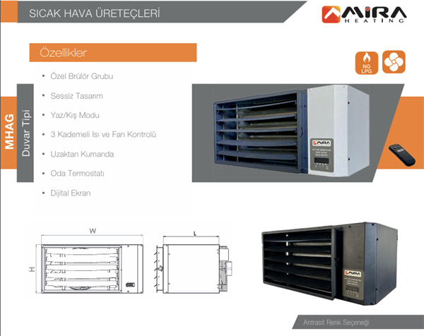 Mira MHAG-50 Duvar Tipi Gaz Yakan Sıcak Hava Üreteci