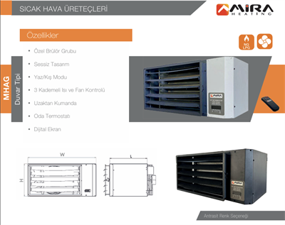 Mira MHAG-70 Duvar Tipi Gaz Yakan Sıcak Hava Üreteci