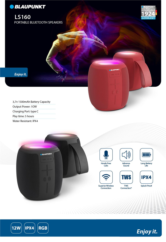 BLAUPUNKT LS160 BLUETOOTH SPEAKER | Senetle, Kredi Kartsız ve Elden Taksitle Alışveriş ...