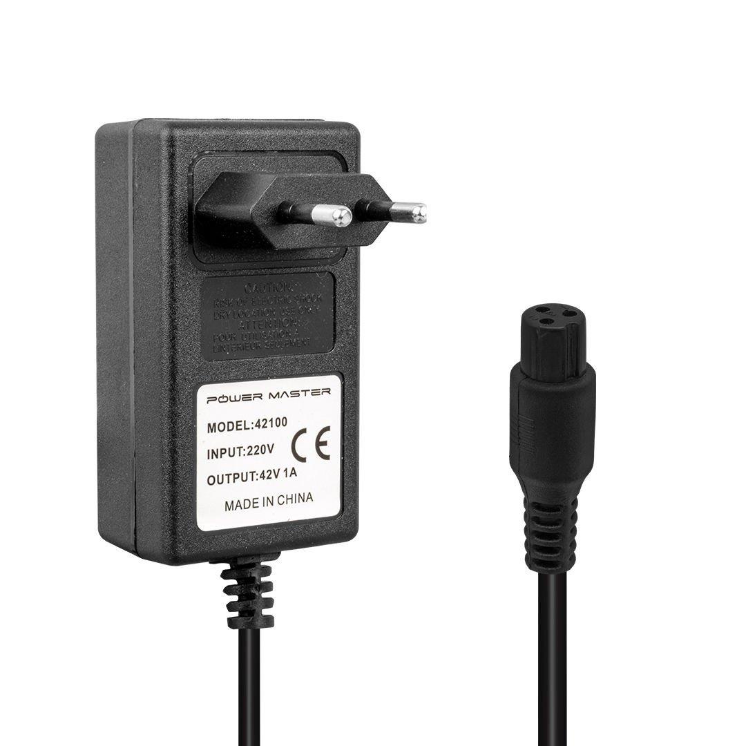 Powermaster - 10S 1A 42V 3 PİNLİ PRİZ TİPİ GİNGER LİTYUM ŞARJ ADAPTÖRÜ