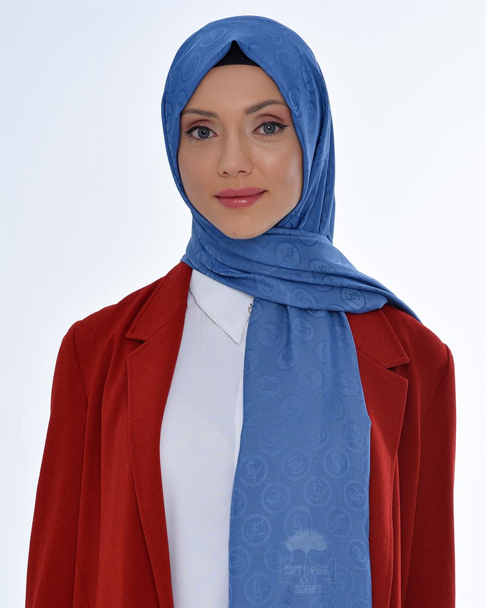 İndigo - LSY Desen Parlak Şal - Pull Scarfs