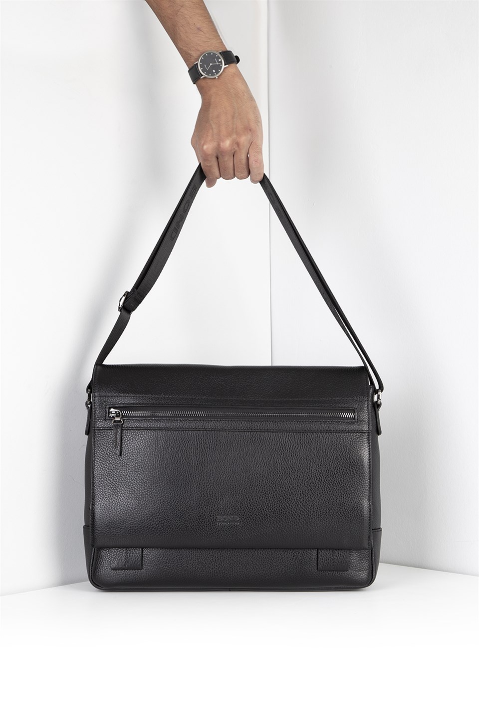 Mantii Men's Shoulder Bag Black Leather - İLVİ