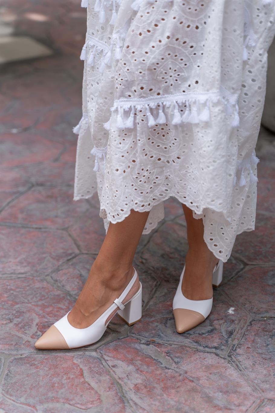 Wagy Ten-Beyaz Topuklu Ayakkabı Satın Al | Ece'nin Butiği