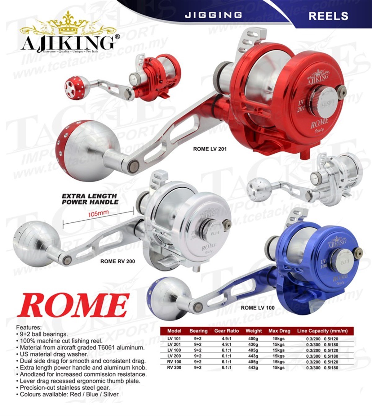 AJIKING Reel-Rome RV-100 (9+2BB) GÜMÜŞ Renk │megabalik.com.tr