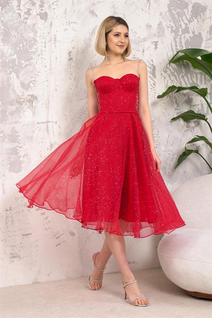 Askılı Kırmızı Abiye Elbise Modelleri ve Fiyatlar | Livanomi