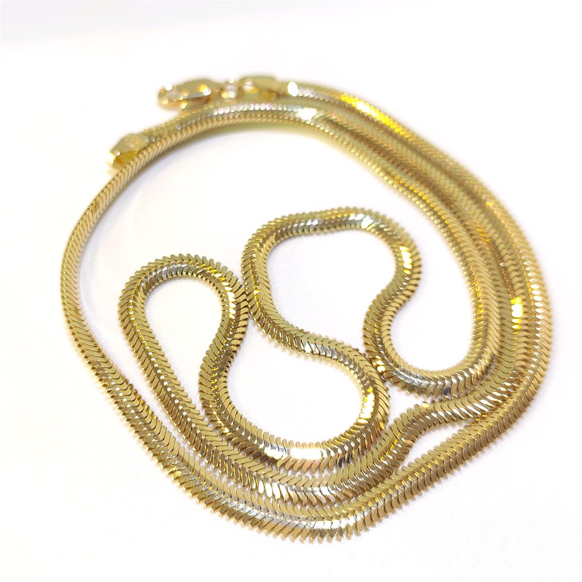 55cm 3.4mm Tombul Balık Sırtı Zincir 14 Ayar Altın HD VİDEOLU