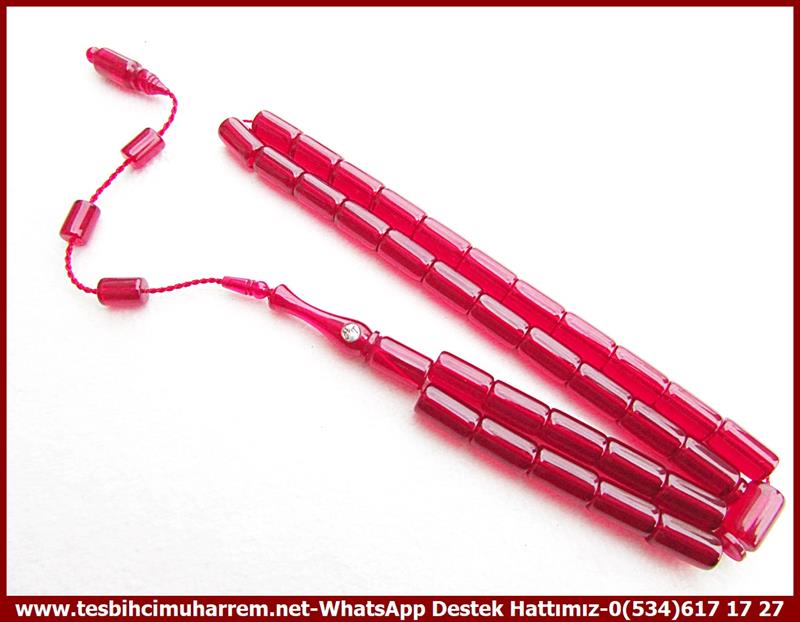 Tespih Eski Katalin Koyu Kırmızı Yumuşak Kesme Uğur Böceği Tesbih