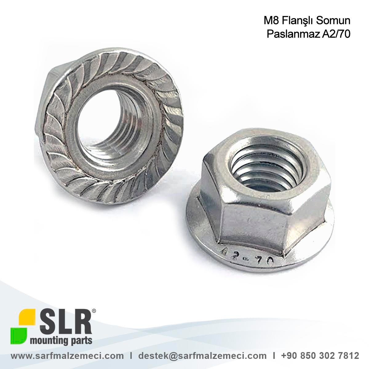 M8 Flanşlı Somun A2-70 Paslanmaz