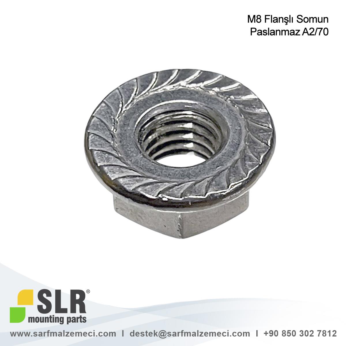 M8 Flanşlı Somun A2-70 Paslanmaz