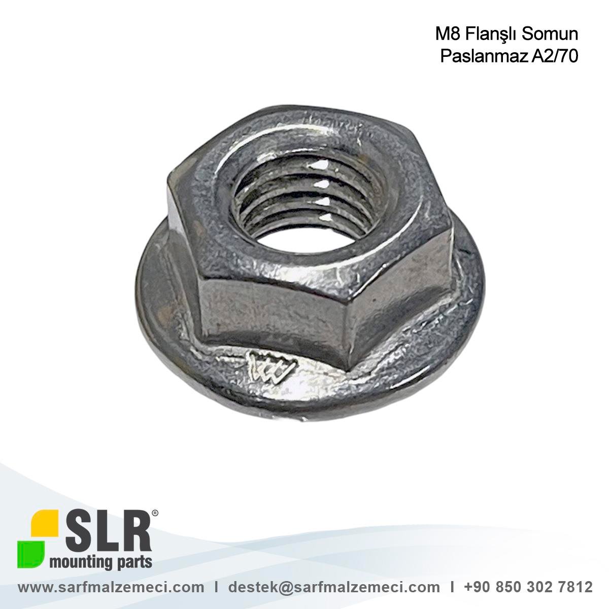 M8 Flanşlı Somun A2-70 Paslanmaz