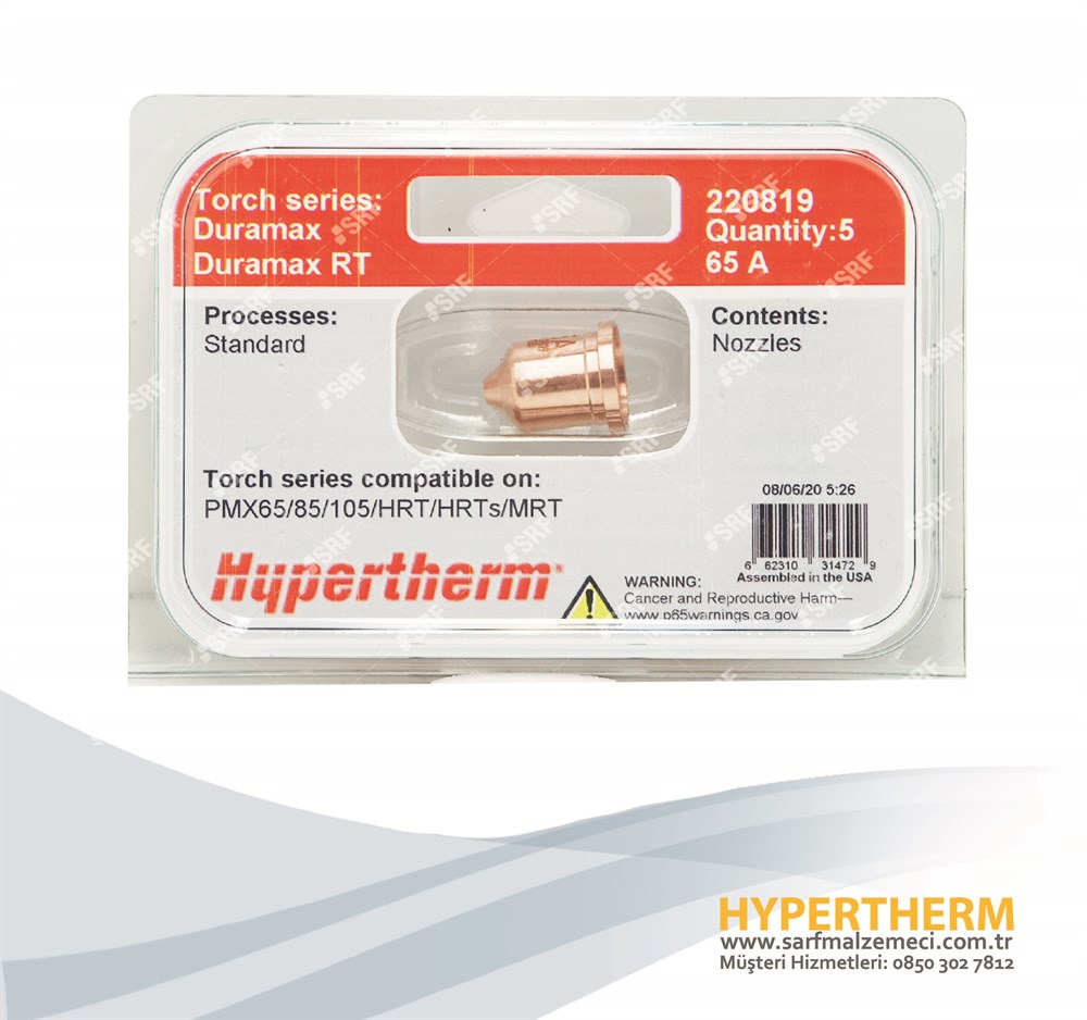 Orijinal Hypertherm® 220819 Nozzle 65A
