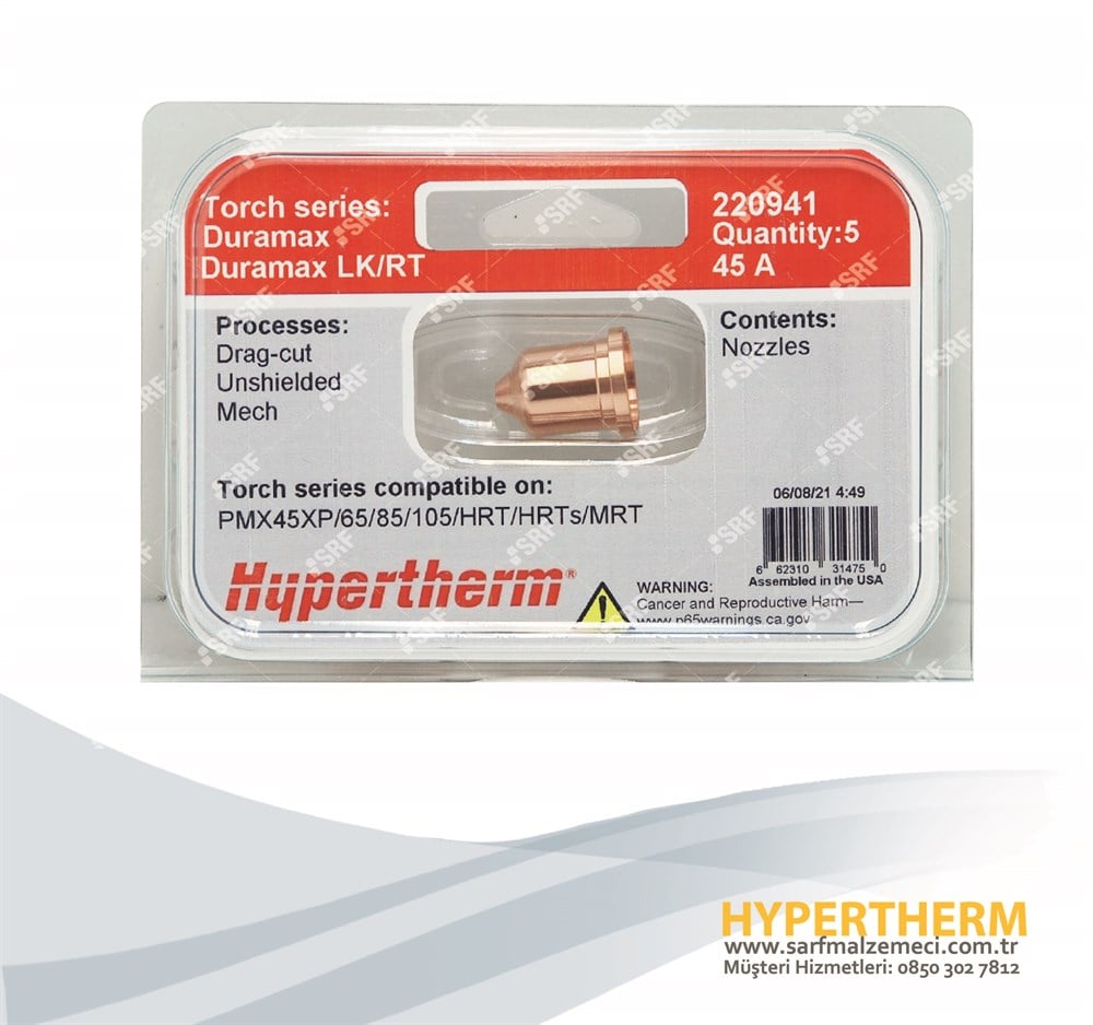 Orijinal Hypertherm® 220941 Nozzle 45A