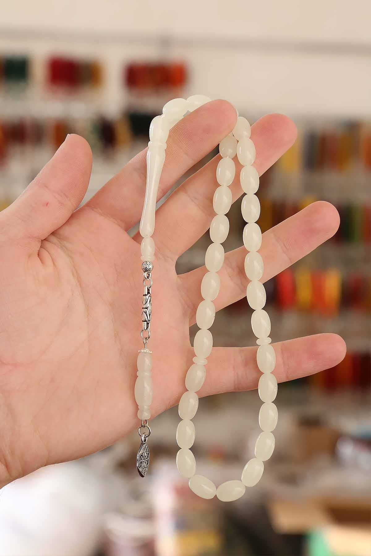 Beyaz Renk Günlük Kullanıma Güzel Çekimli Erkek İçin Tesbih - TesbihKenti