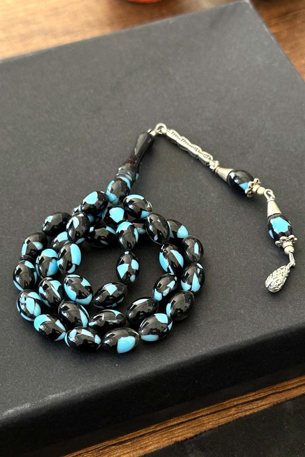 Mavi Dalmaçya Model Toz Kehribar Tesbih - TesbihKenti