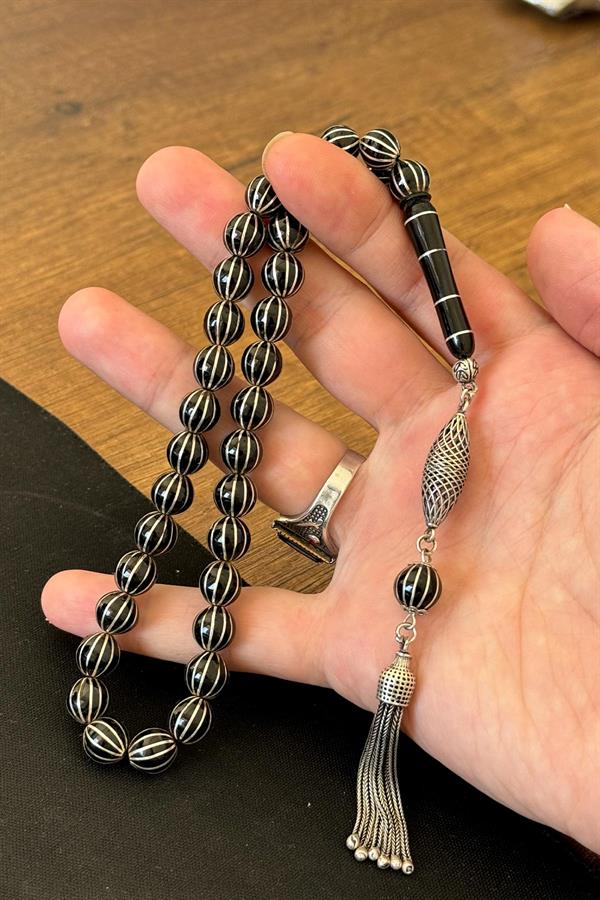 Gümüş Püsküllü Gümüş Yarma Oltu Tesbih - TesbihKenti