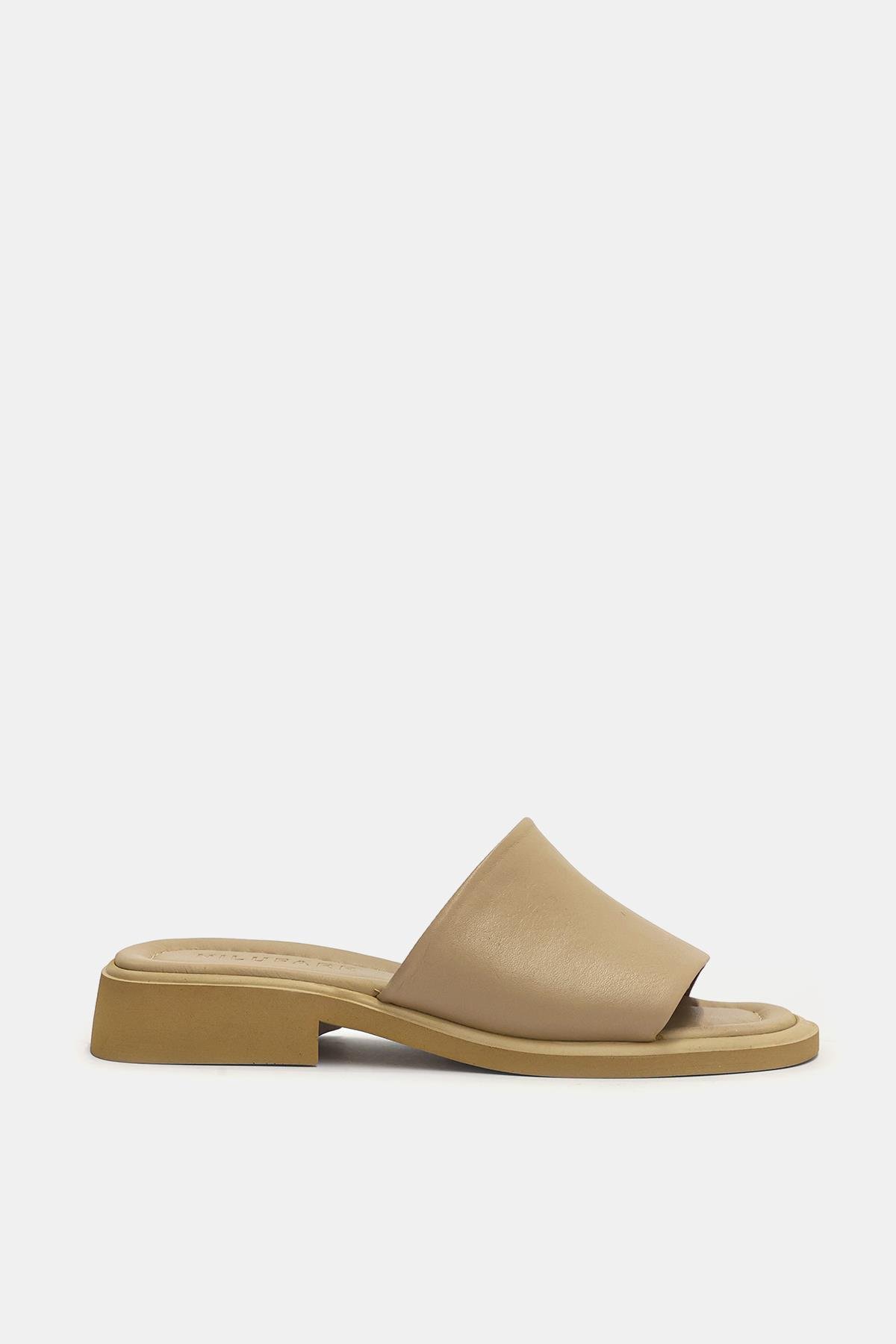 Miya Nude Genuine Leather Womens Slippers