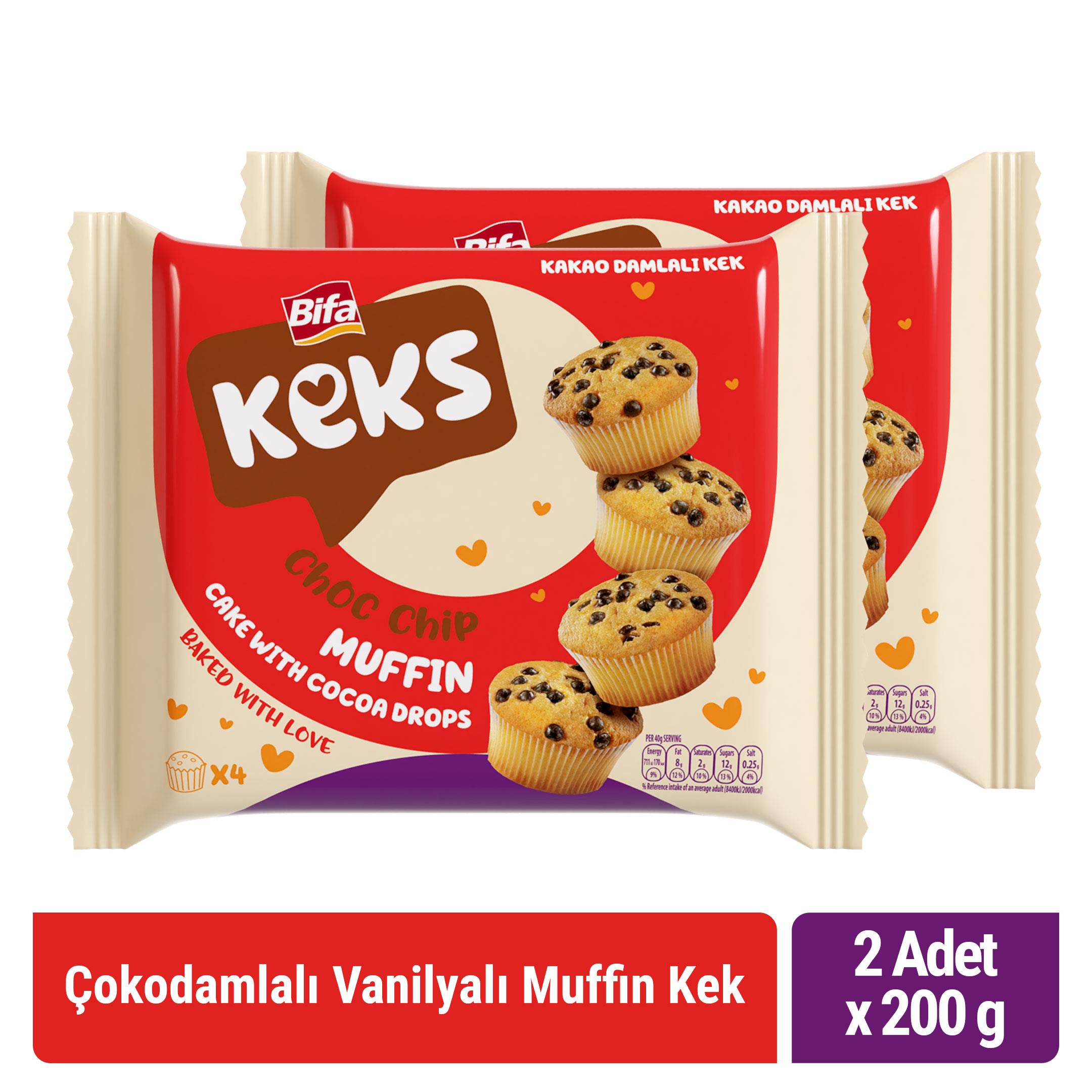 Bifa Keks Muffin Kek Kakaolu Damlalı Vanilyalı 200 gr x 2 adet