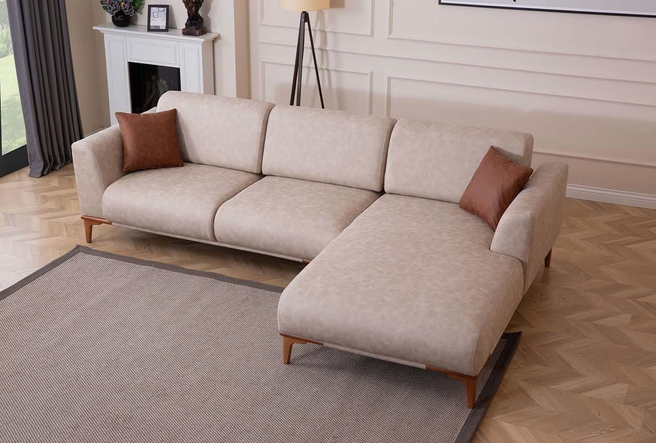 Storm Corner Sofa Set With Mechanised Back Nubuck Cream