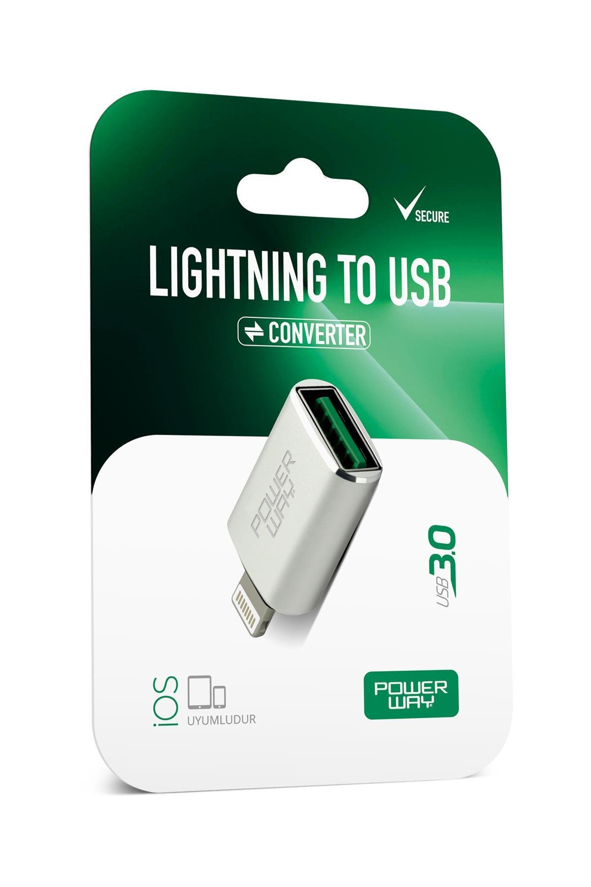 POWERWAY Mini Lightning Otg to Usb 3.0 Yuksek H zl Otg Cevirici Donu turucu Adaptor