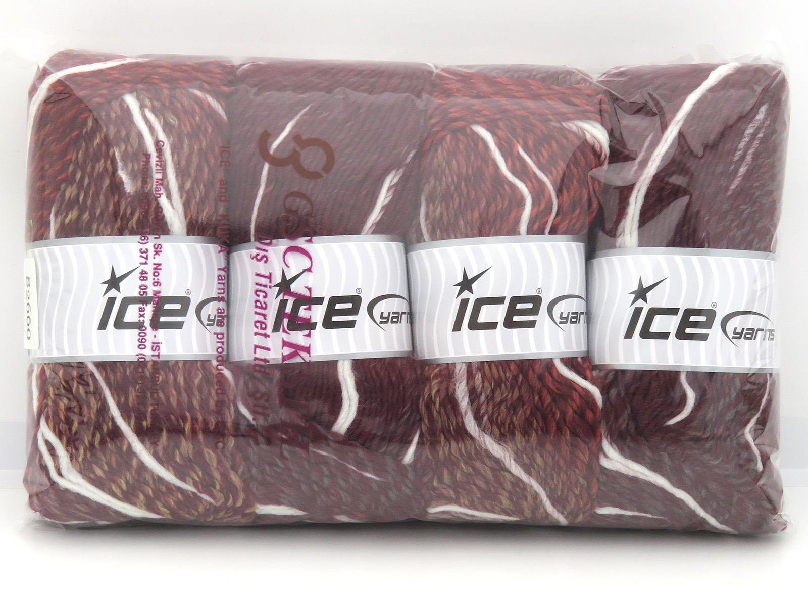 Lot of 4 x 100gr Skeins Ice Yarns SYMPHONY Yarn Burgundy Grey Cream ...