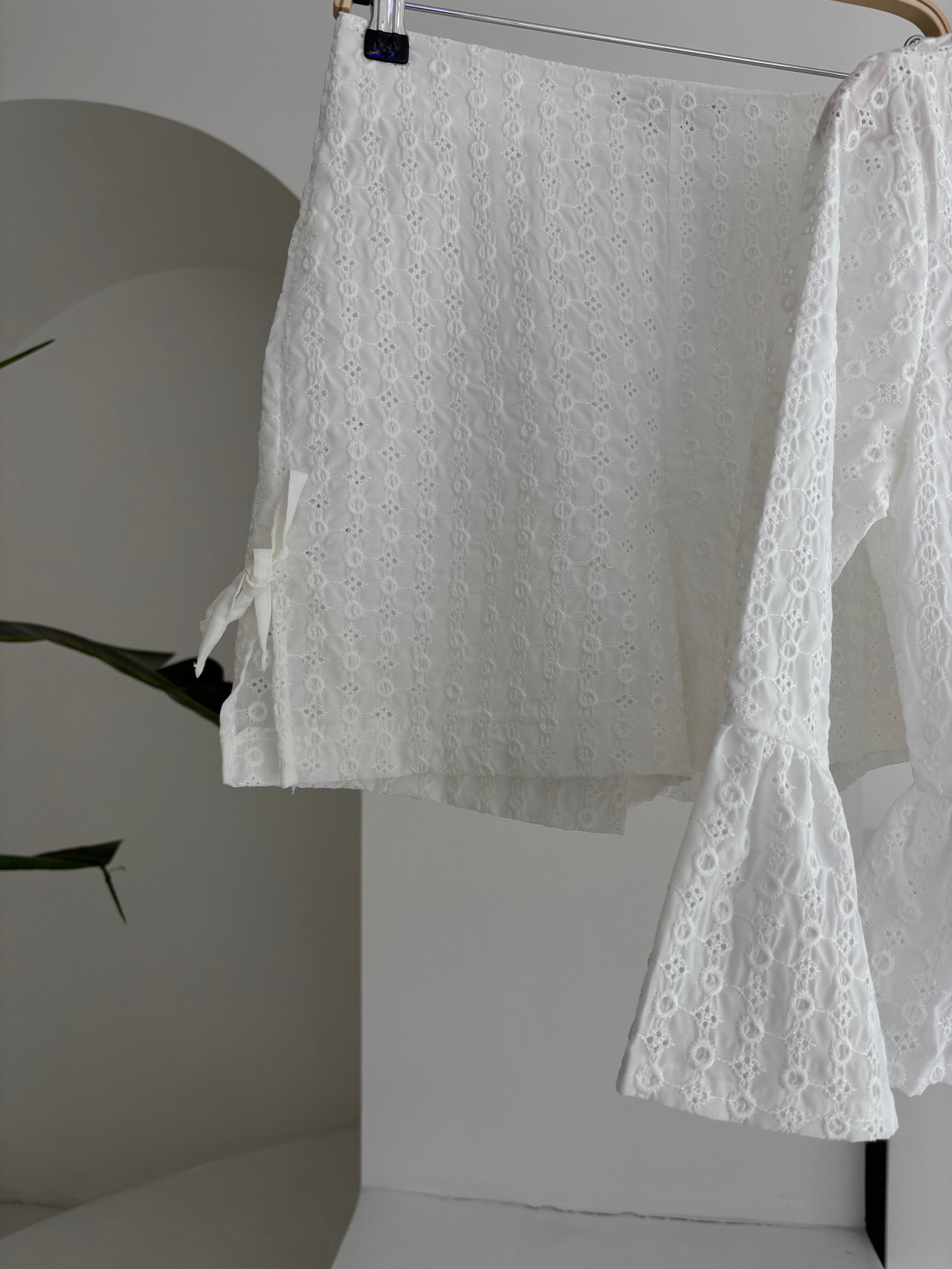 Bow Detailed Brode Two Piece Suit 10153