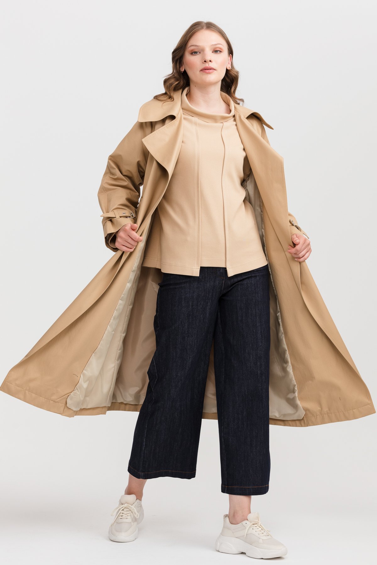 Nihan Belted Sleeve Large Collar Trenchcoat Camel Nihan Belted Sleeve Large Collar Trenchcoat Camel