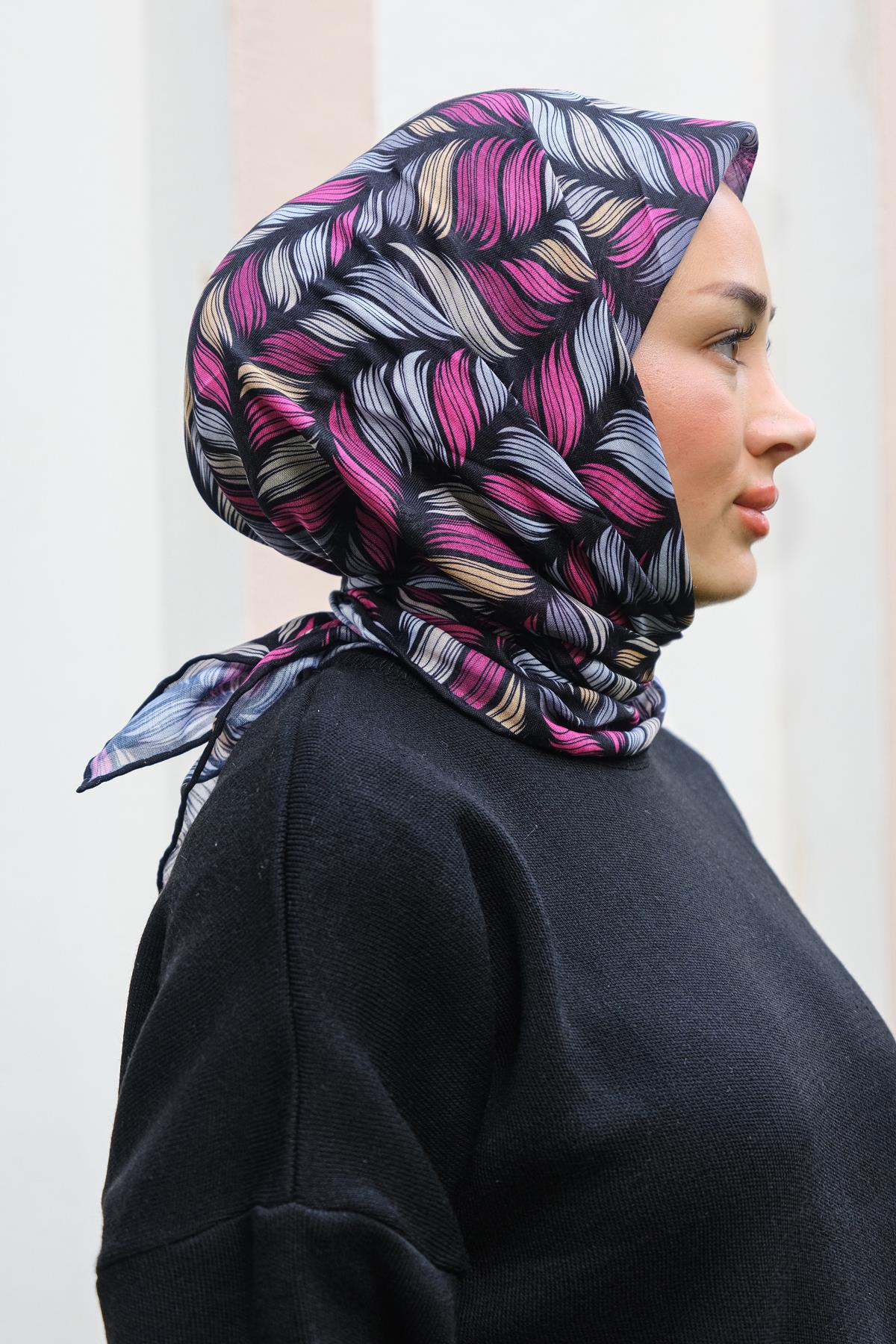 Dalga Desen Eşarp Fuşya