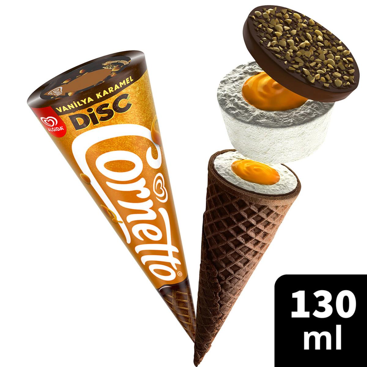 Algida Cornetto Disc Vanilya Karamel 130 ml