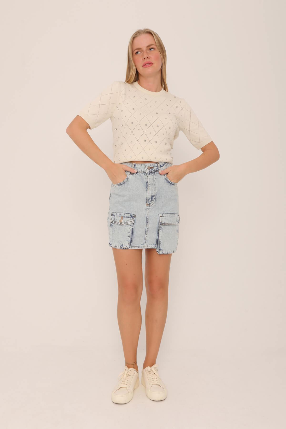 Mini Kot Etek BUZ MAVİ - CORAL