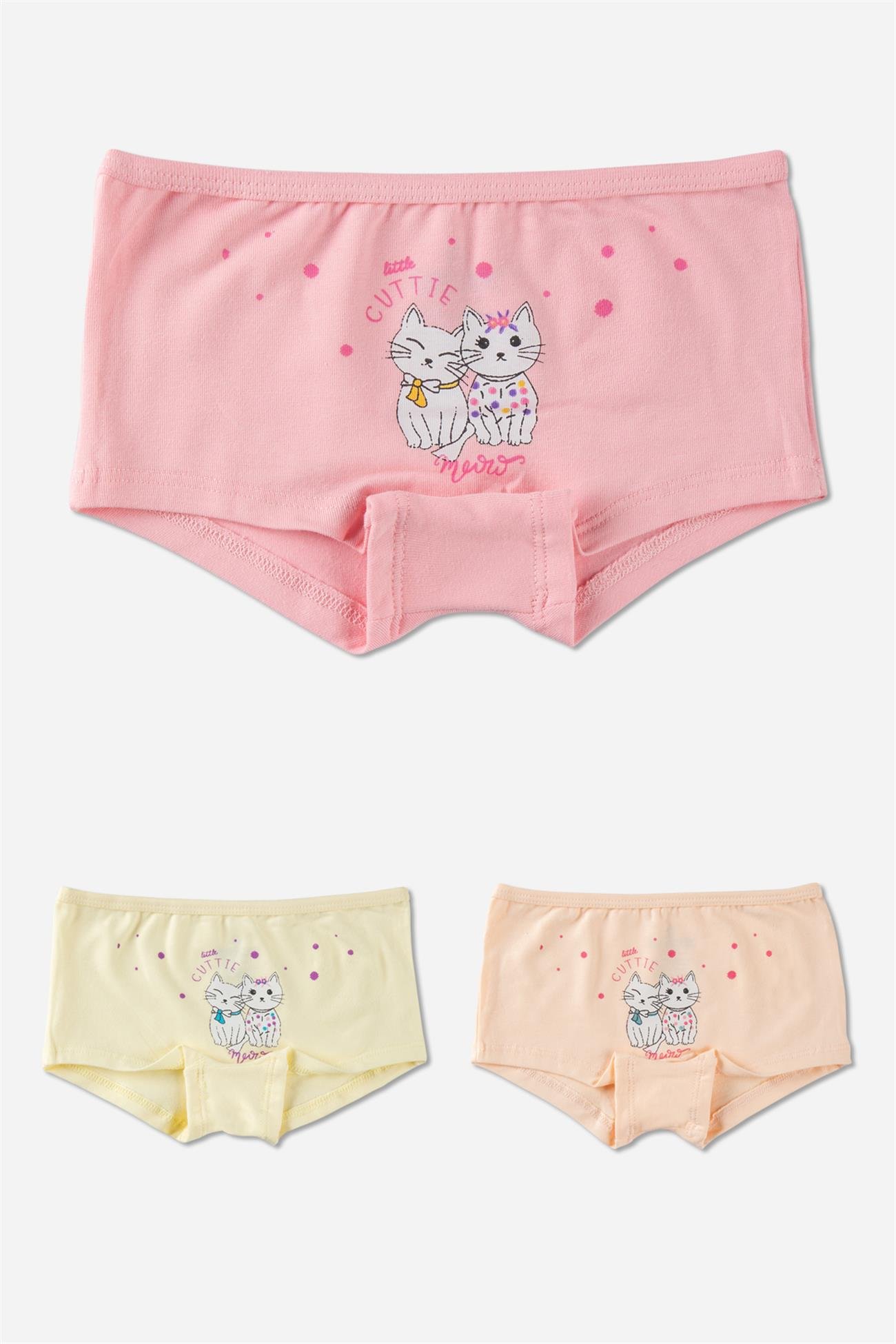 Baykar Kız Çocuk Baskılı Boxer 3'lü Paket Renkli - Baykaronline