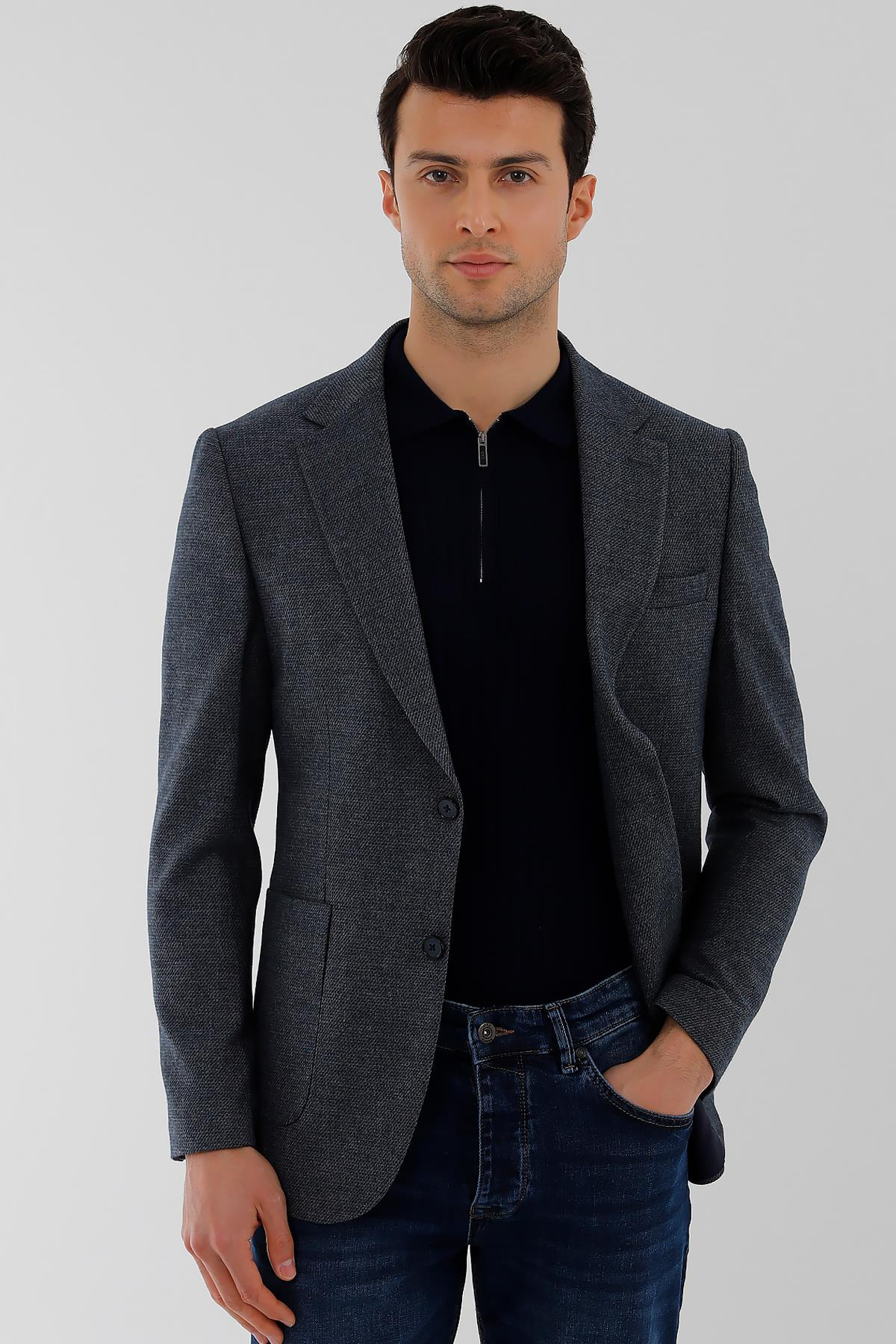 LACİVERT Comfort Fit 6 Drop Ceket
