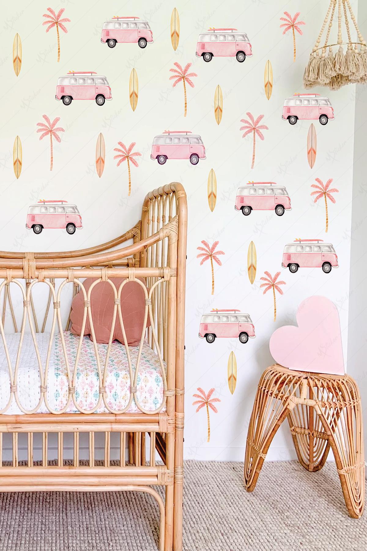 Soft pembe renklerde çocuk bebek odası sticker seti - Pembe Rüya ...