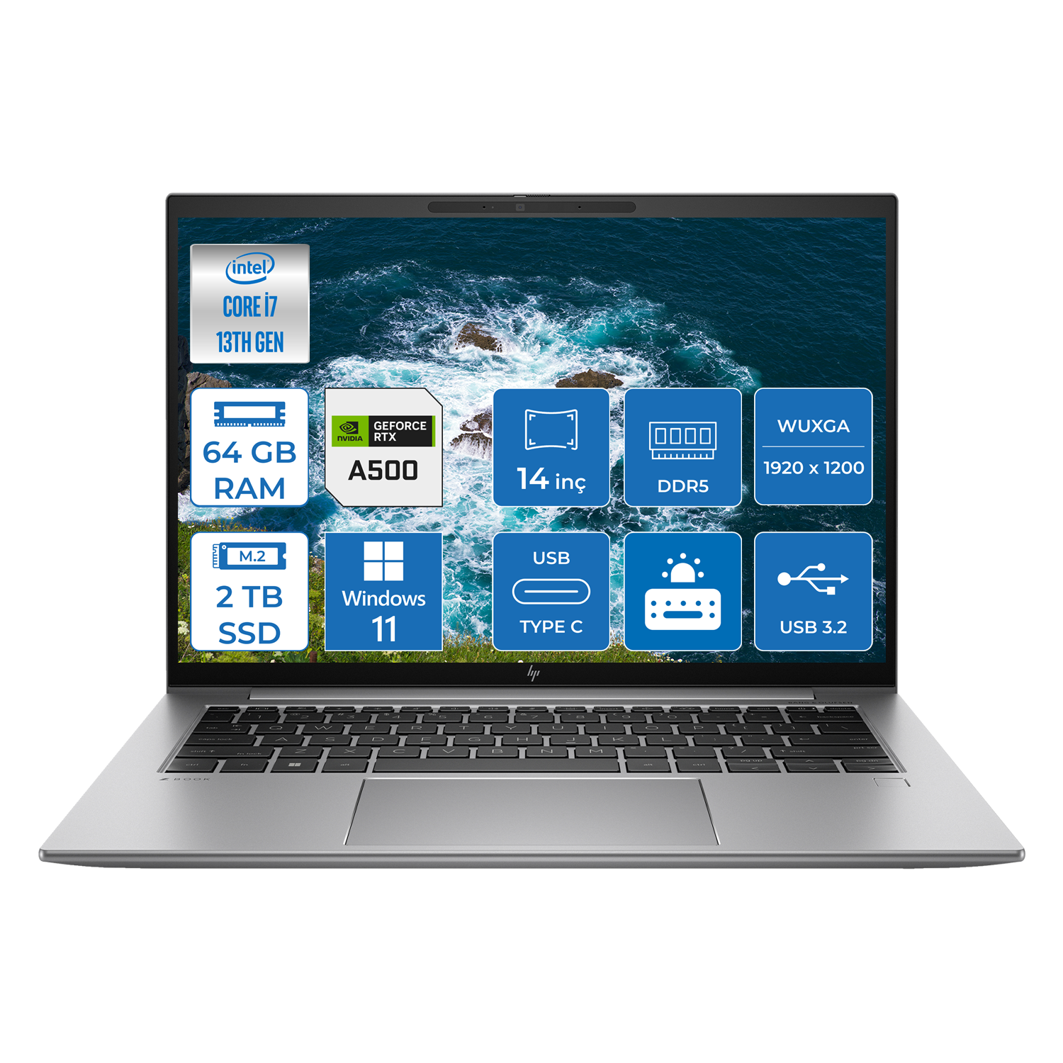 HP ZBook Firefly 14 G10A Intel Core i7-1355U 64GB 2TB SSD 4GB RTX A500 ...