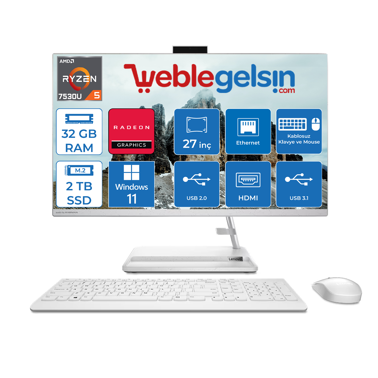 Lenovo All In One Ideacentre Aıo 3 27ALC6 Amd Ryzen™ 5 7530U 32GB 2TB ...