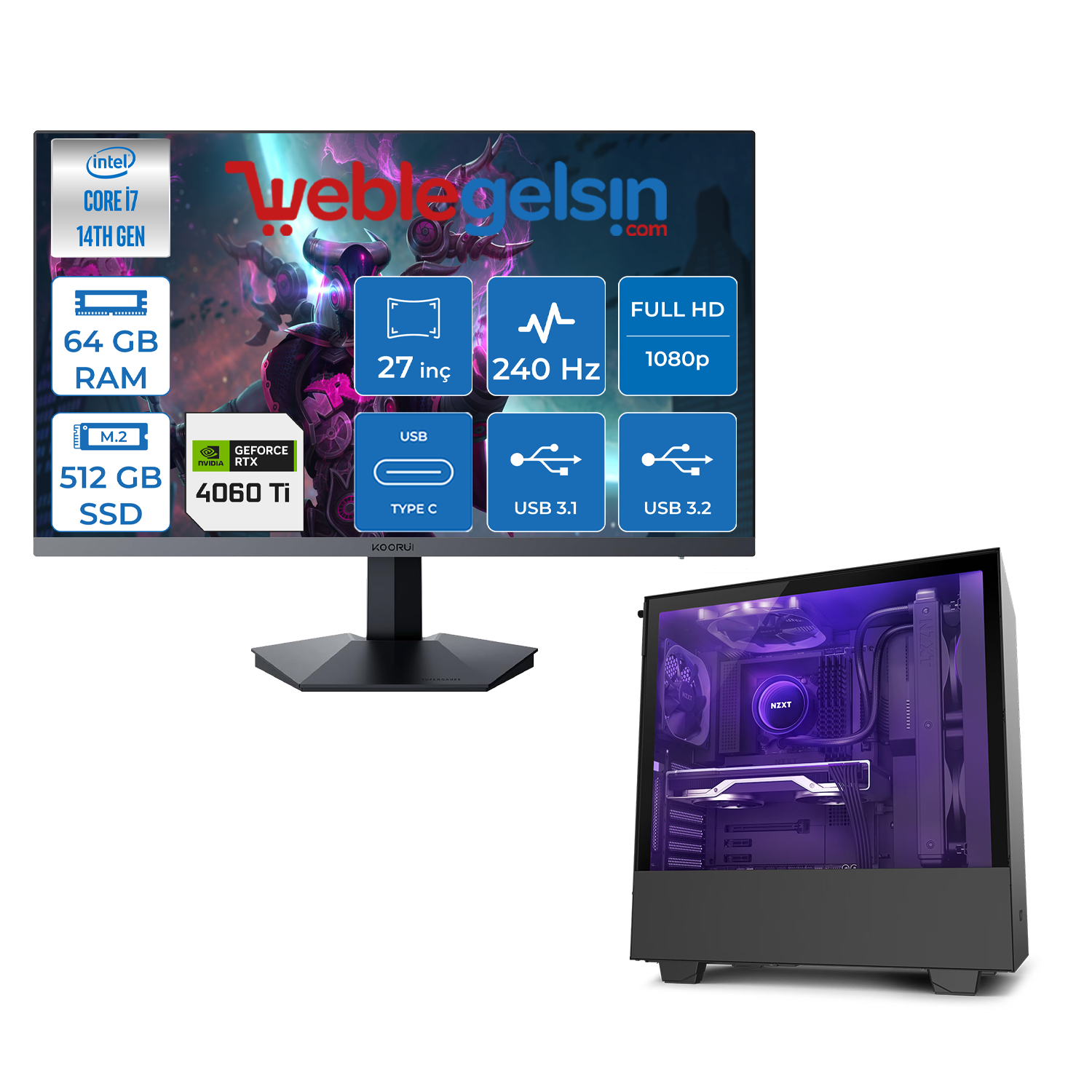 Zetta Airfly X6 Intel Core i7 14700K 64GB DDR5 Ram 512GB Nvme M.2 SSD 8GB RTX4060Ti Freedos ...