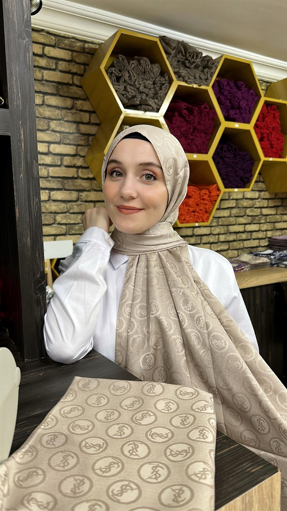 Lsy Desen Jakar Şal Kumlu Taş