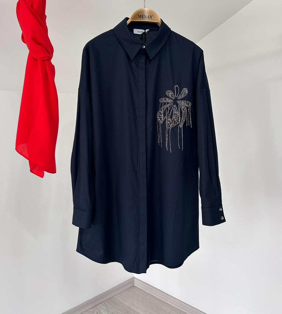 11070 Yakada İşleme Detaylı Tunik-Laci