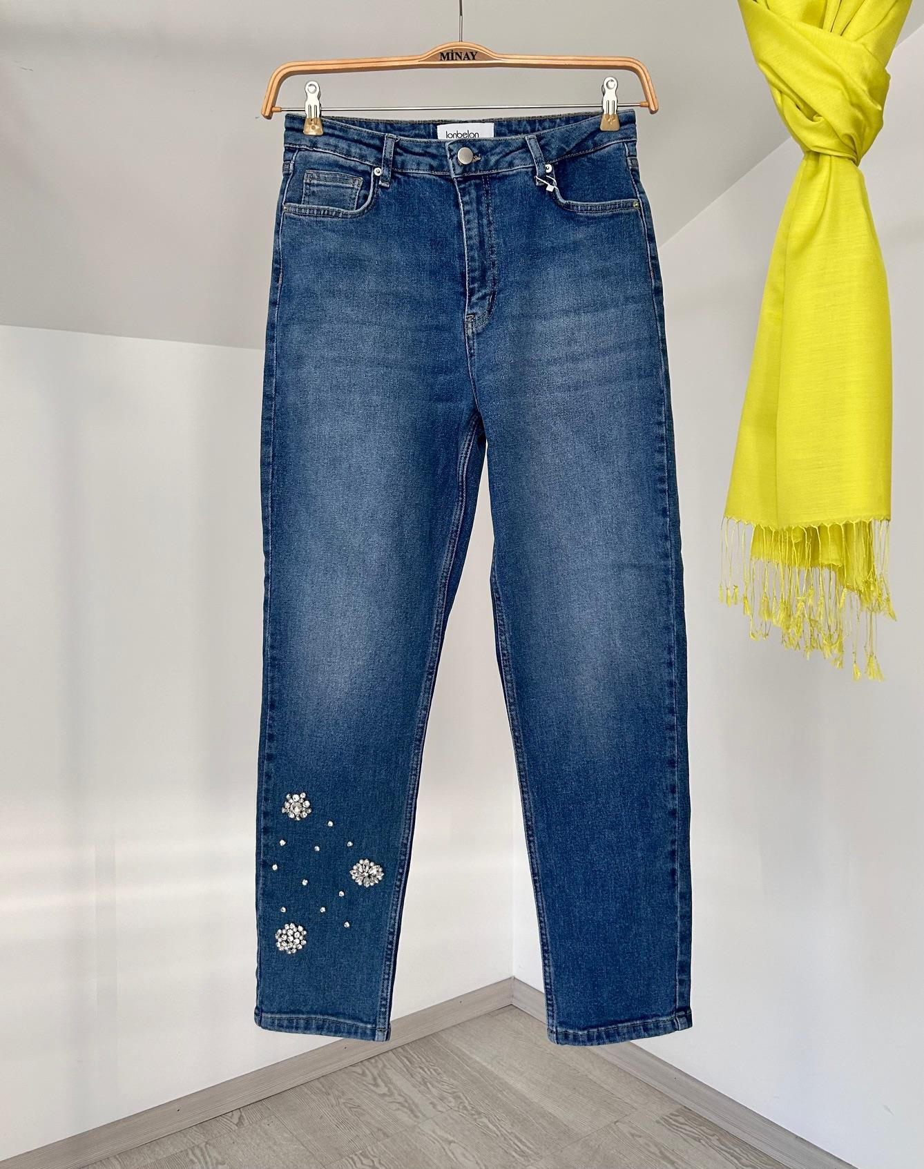 2117 Paçada Taş İşleme Detaylı Jean Pantolon-A.Kot