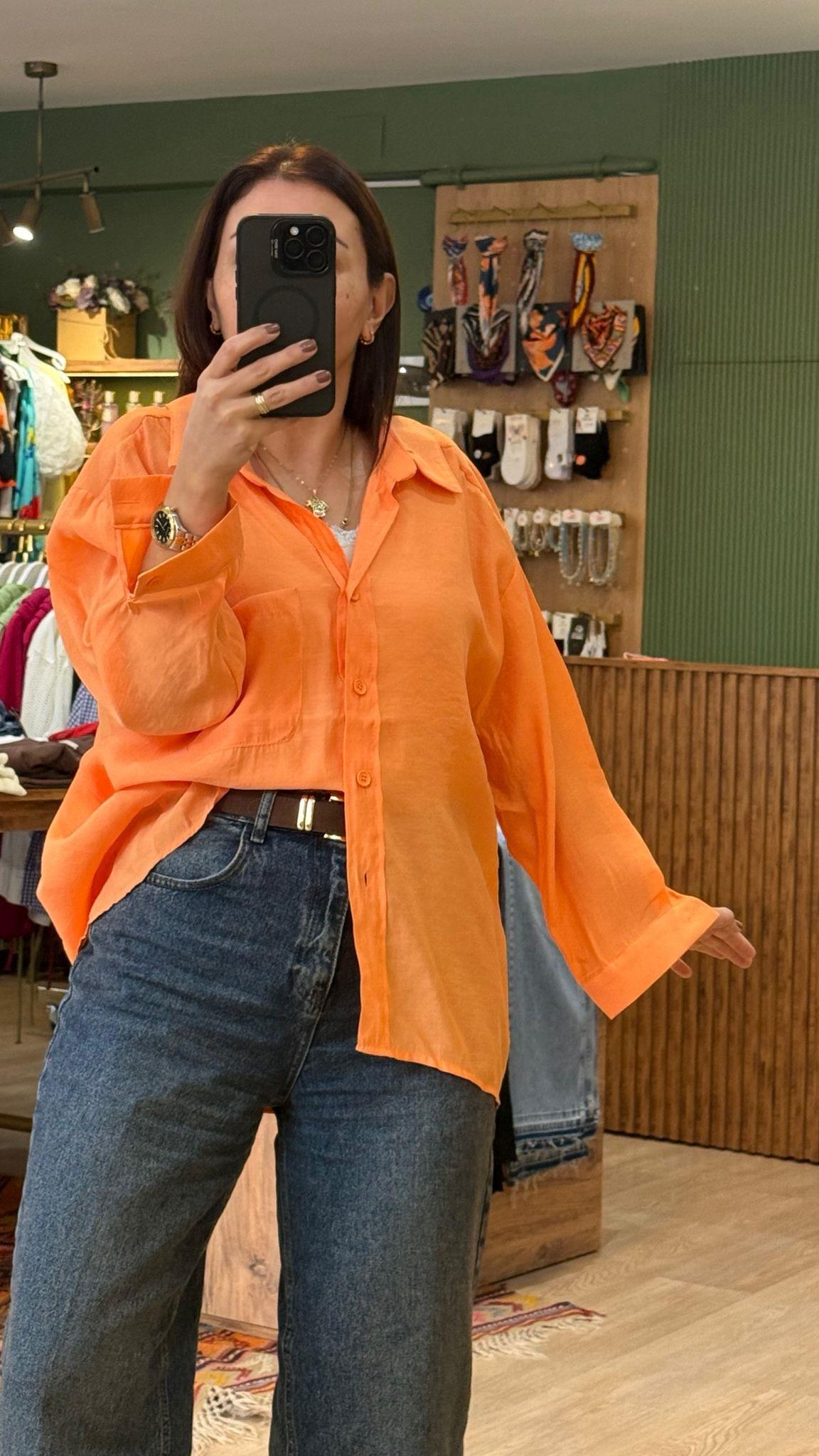 Oversize Gömlek Turuncu